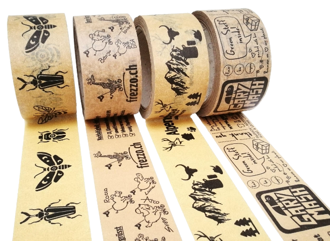 Printed self-adhesive paper tapes Printed self-adhesive paper tapes